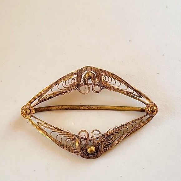 Czechoslovakia | Accessories | Vintage Brass Filigree Scarf Slide ...